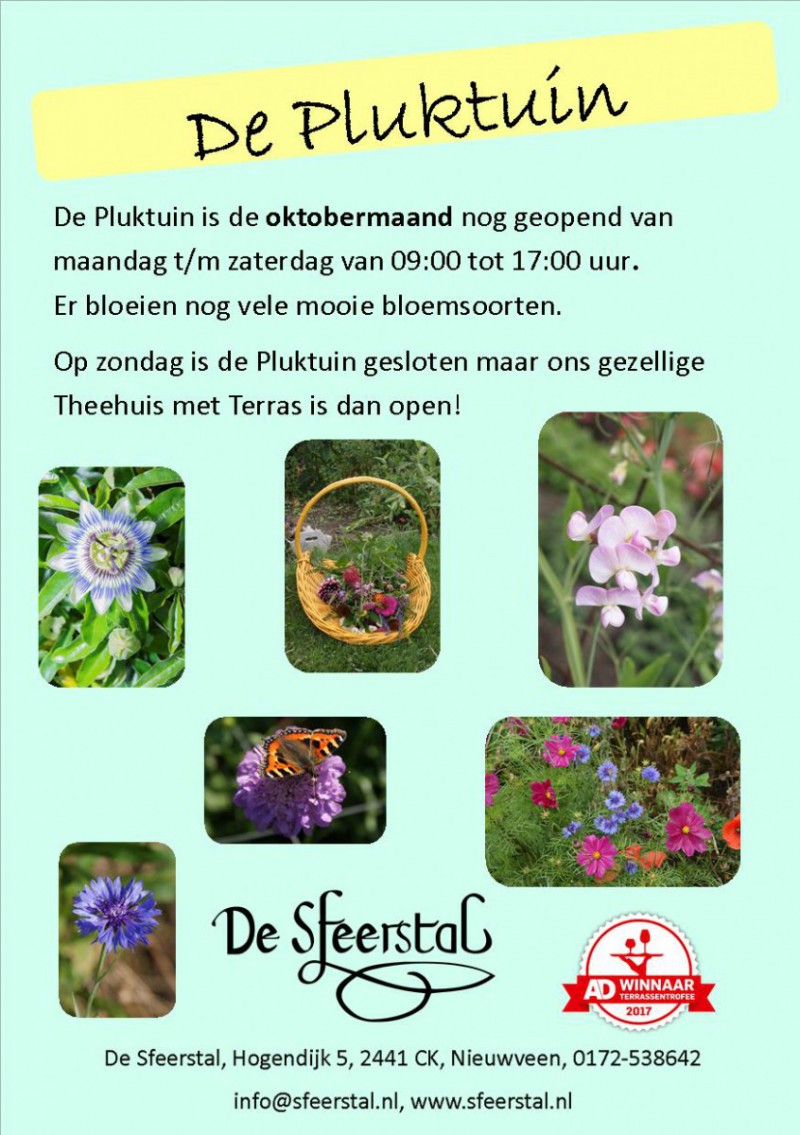 Opzetje Flyer Pluktuin open | de Sfeerstal